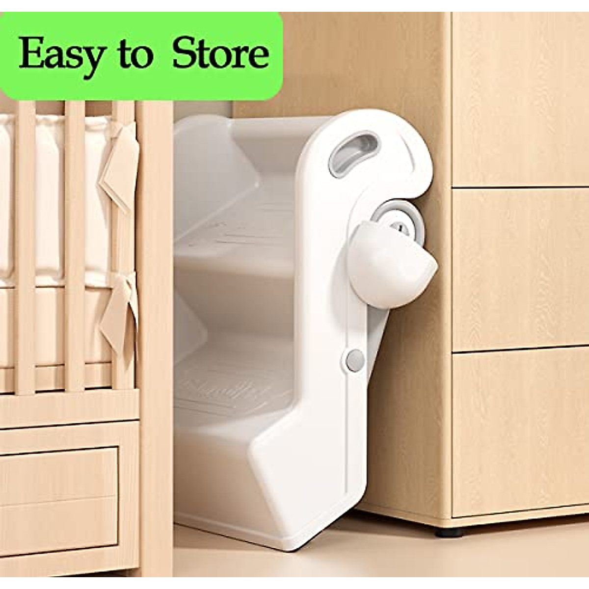 VEMJO Folding Step Stools for Kids Boys and Girls Adjustable Toddler Step Stool for Bathroom Sink 2 Step Ladder Toilet Foldable Step Stool with Handles and Non-Slip Pads (White Colour)