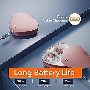 comiso True Wireless Earbuds with Punchy Bass, Built-in ENC & DSP, Active EQ, Touch Control, Bluetooth 5.3 Earbud & in-Ear Headphones with 70H Playtime, Over Ear with Hooks for Travel- Rose Gold
