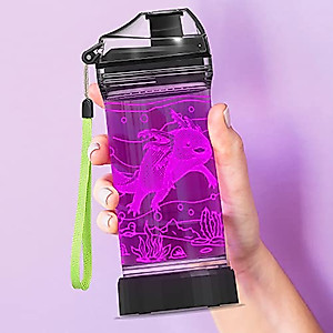 Lampeez Axolotl Water Bottle, Axolotl Gift Light Up Kids with 3D Design- 14 OZ Tritan BPA Free Eco-Friendly - Cool Drinking Cups Gift for School Kids Boy Girl Child Christmas Holiday