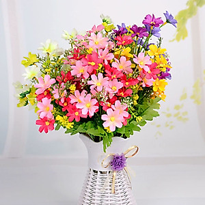 YEYSXSY Artificial Flowers Indoor Faux Silk Daisy Fake Flowers Greenery Shrubs Outdoor Plants for Hanging Planter Home Garden Wedding Porch Window Decorating 6Pcs