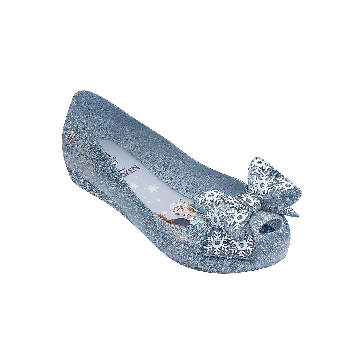 Melissa - Unisex-Child Ultragirl + Frozen Inf Flats, Size: 4 M US Big Kid, Color: Pearl Blue Glitter