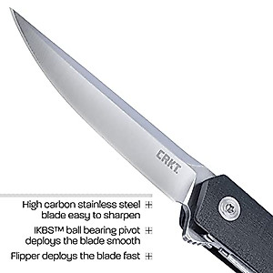 CRKT CEO Folding Pocket Knife: Folder with Liner Lock, Drop Point Satin Blade, Reinforced Nylon Handle with Pocket Clip 7095KX