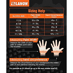 LANON 8mil Orange Disposable Nitrile Gloves, Mechanic, Heavy Duty, Food Safe, Latex Free, Powder Free, Fully-Diamond Textured, Large