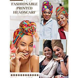 Funnysoft 4 Pcs African Scarf for Women Head Wraps for Black Women Stretch Turbans Jersey Hijab Scarf Hair Wraps Lightweight Headbands Cover