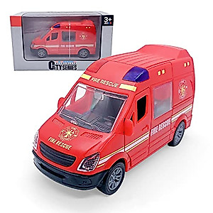 Wikineon Garbage Truck, Police Car Ambulance Toy, Toy Food Truck, Kids Toys Cars,Toddler Toys, Green Toys as your little One's Garbage Truck Toys Police Car Toy Food Van Collection Age 3+, Red Color