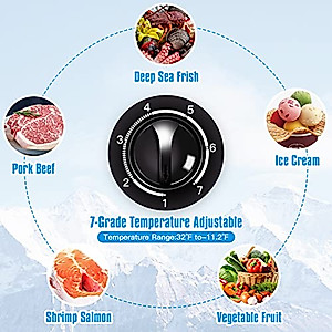 5.0 Cu. Ft Deep Freezer WANAI Chest Freezer Small Freezers with Storage Basket Top Open Door Mini Compact Freezer 7 Temperature Control for Home Garage Apartment Kitchen Office Black