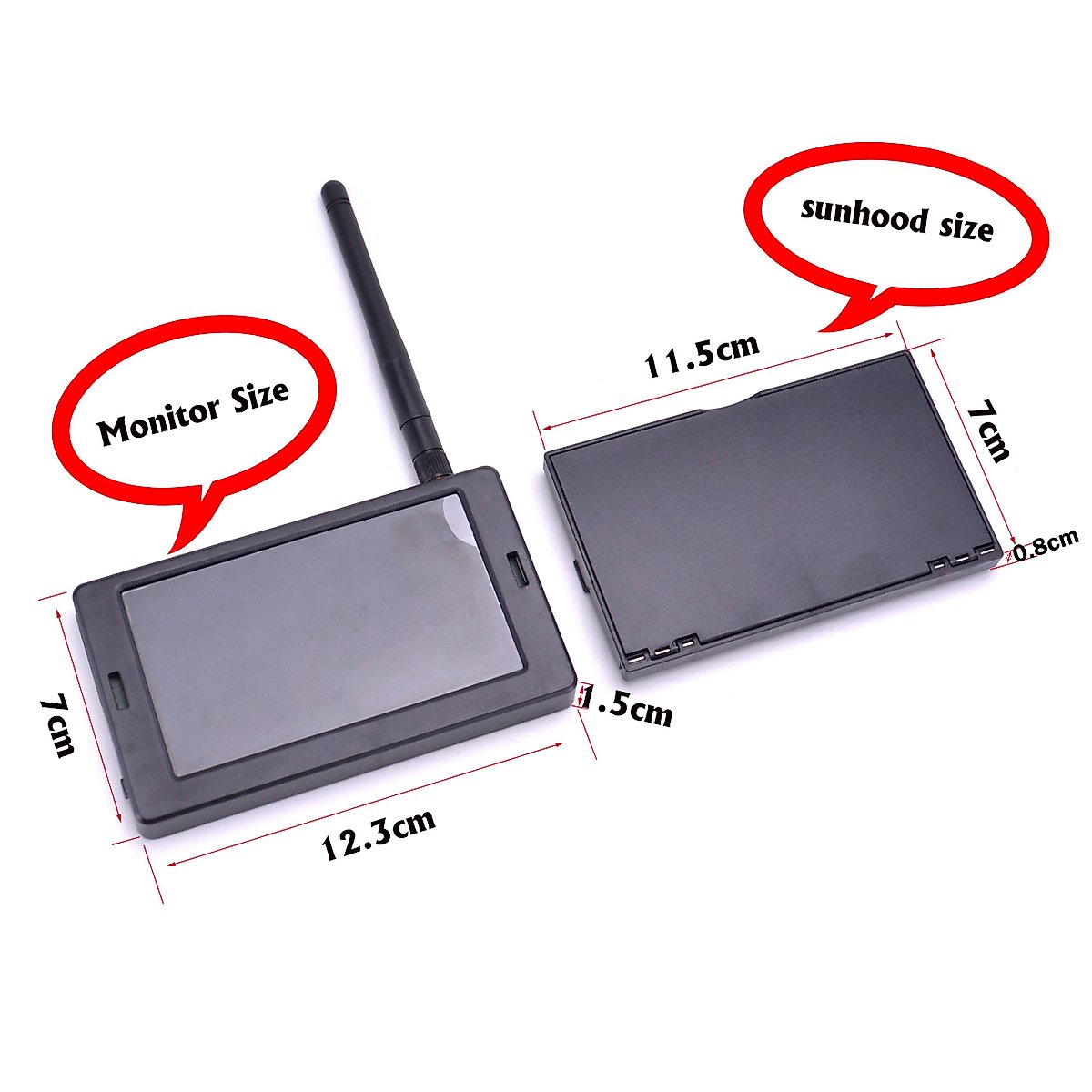 Readytosky 4.3" FPV Monitor 48CH 480 x 272 LCD Reciever Monitor Auto Search with OSD Built-in Battery+Sunshade Hood for FPV Drone Quadcopter