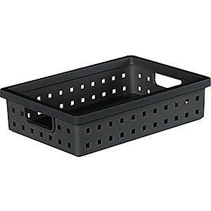 carrotez Small Plastic Storage Tray Basket, Durable Basket, Small Items Storage Organizer for Vanity, Office, Bathroom, Bedroom, Dress Room, Kitchen, Drawers -Black