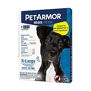 PetArmor Max Flea, Tick and Mosquito Prevention for X-Large Dogs (Over 55 Pounds), Topical Dog Flea Treatment Repels and Kills, 6 Month Supply
