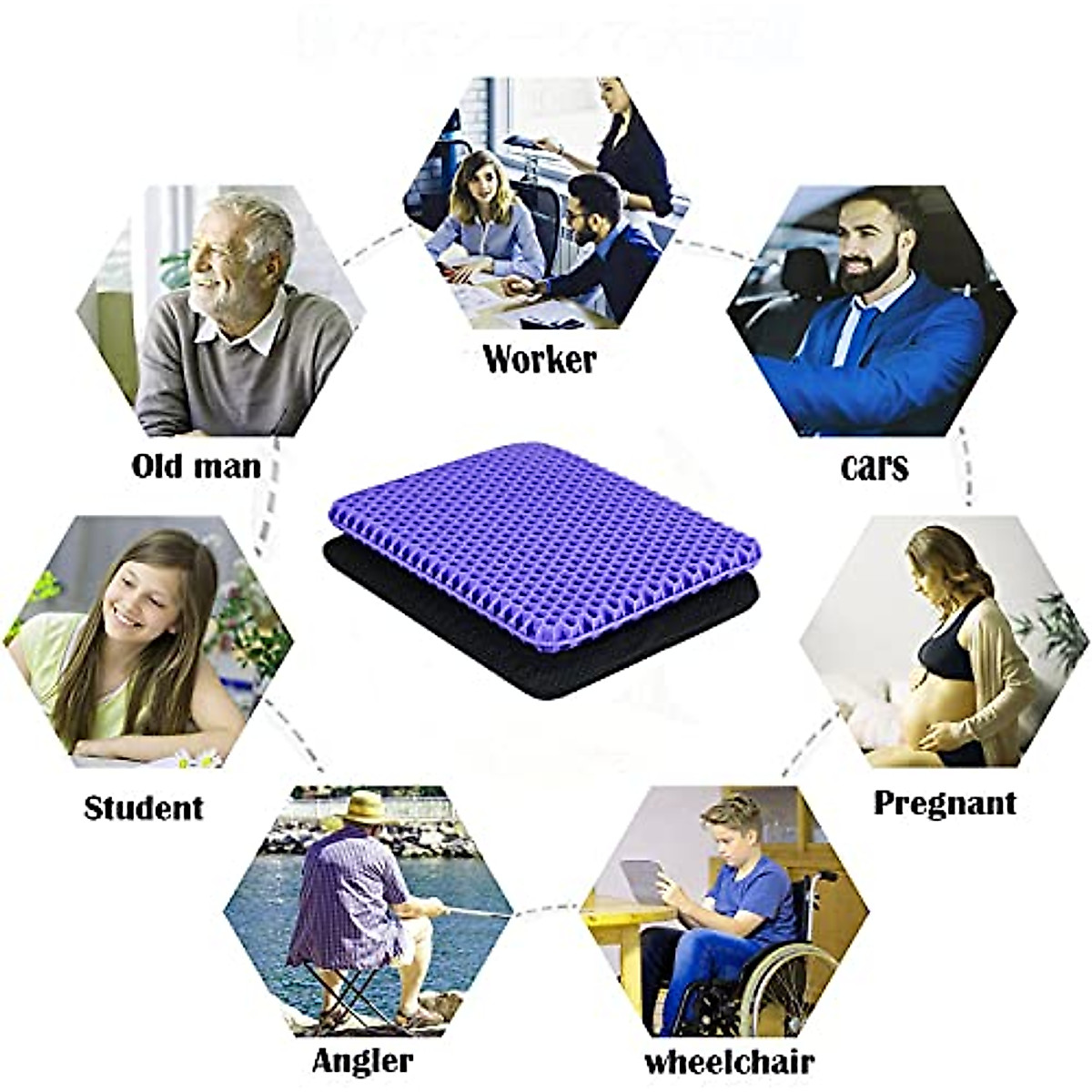 Gel Support Cushion，Gel Seat Cushion,with Non-Slip Cover,Help for Relieving Back Pain ,use for The Car,Office,Wheelchair (Blue)