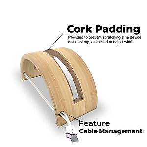 Kothar Wood Vertical Laptop Stand for Desk, Natural Bamboo, Space-Saving Desktop Dock for Apple MacBook, Microsoft Surface, iPad, Tablets and More
