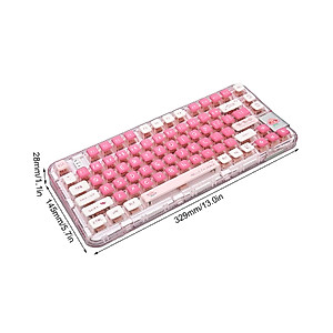 ASHATA Pink Mechanical Keyboard, Bluetooth Cute Keyboard, 2.4G Wireless Type C Wired Gaming Keyboard with RGB Backlight for iOS for Windows