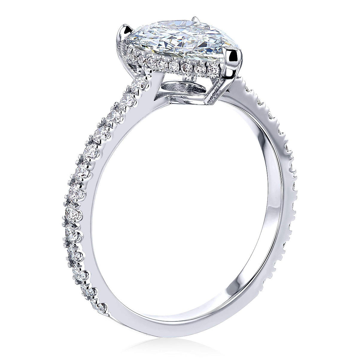 2.38 ct tw The Pear Hidden Halo Diamond Ring (GIA Certified) - 7 / white-gold