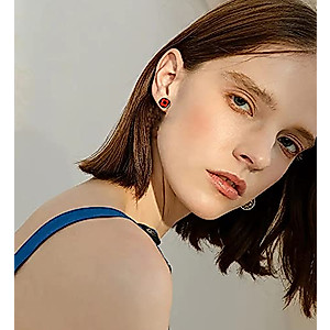 Earrings Girls Black Spot Red stud Silver Bug Earrings for Women