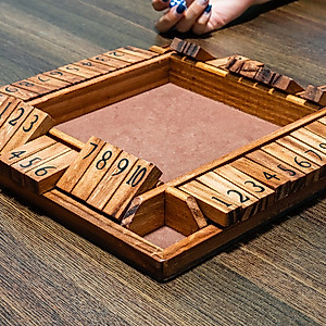 Funliktod Wooden 1-4 Player Shut The Box Game Classic Dice Board Game for Kid & Adult