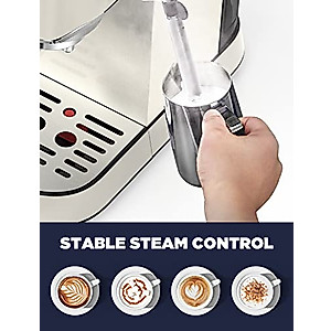 Laekerrt Espresso Machine 20 Bar Coffee Maker CMEP02 with Commercial Milk Frother Steam Wand, Compact Espresso Machine for Latte and Cappuccino (Pear White, Stainless Steel) Gift for Coffee Lovers