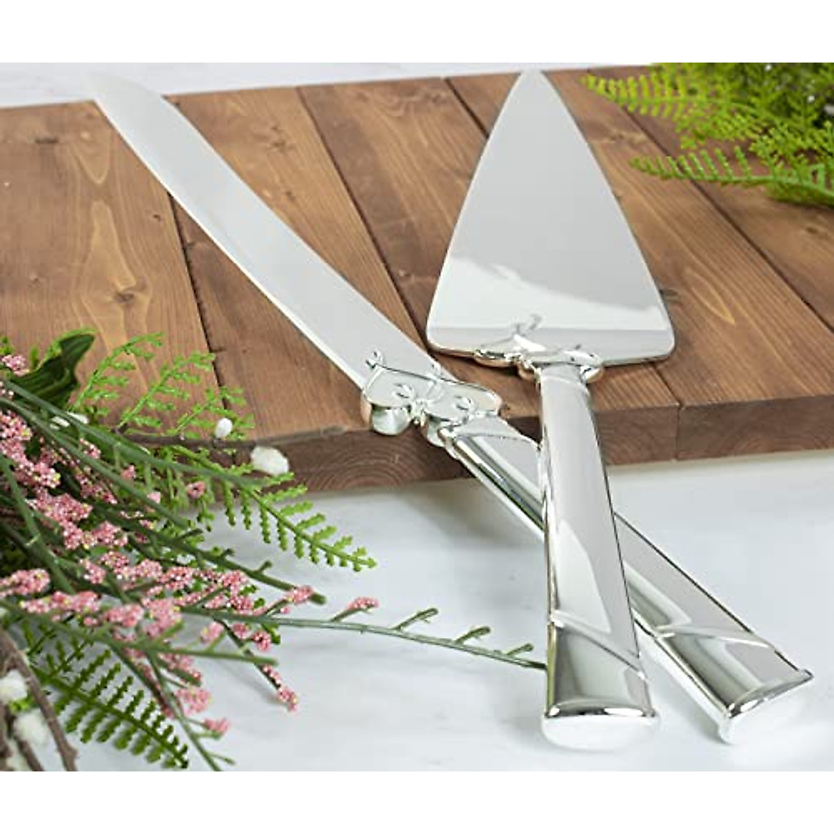 Lenox True Love Silver Personalized Wedding Cake Cutting Set, Engraved Wedding Cake Knife and Server, Wedding Cake Cutter