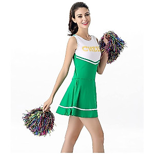 Women's Musical Uniform Fancy Dress Cheerleader Costume Outfit (Green)