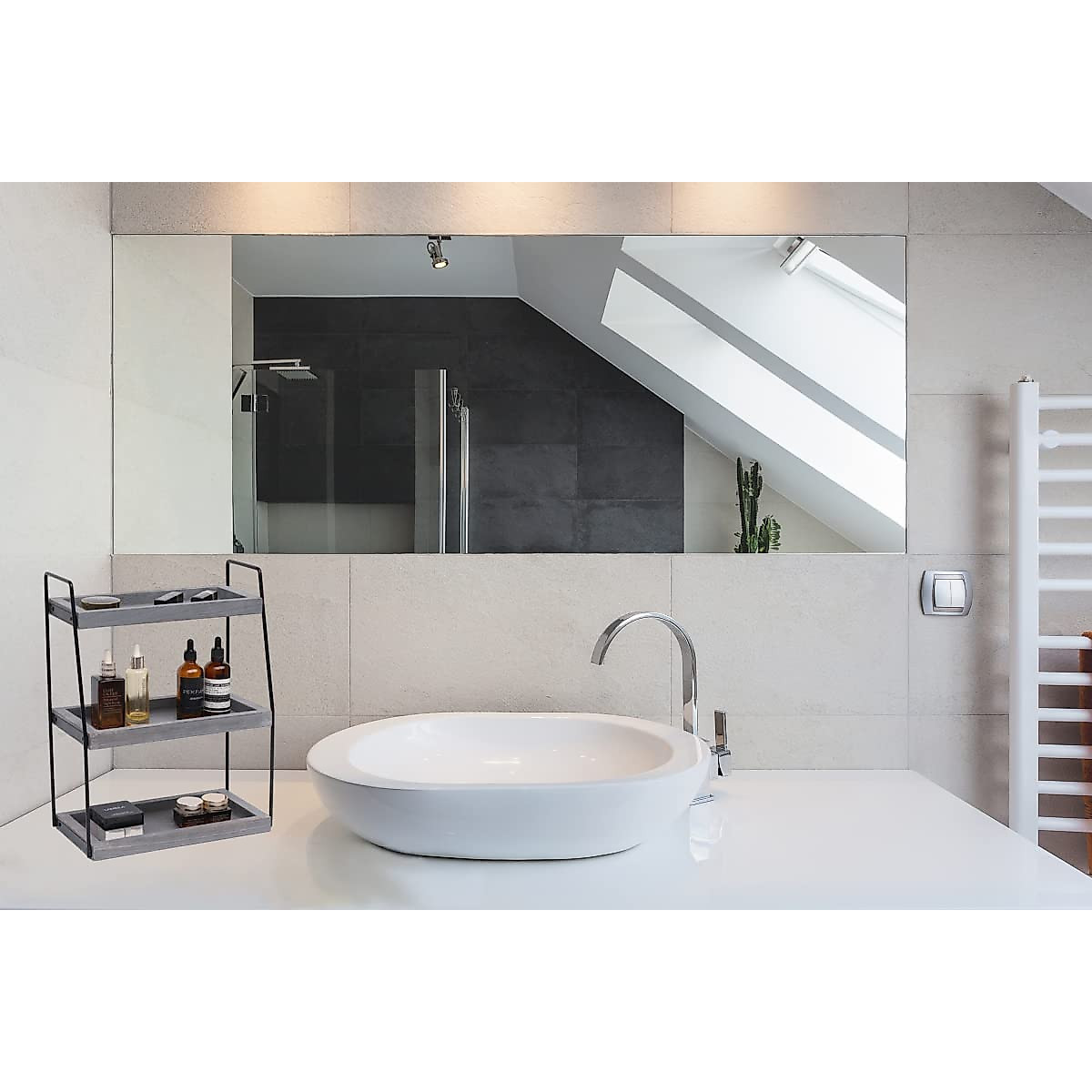 3-Tier Wood Storage Organizer for Restroom ＆ Kitchen ＆ Coffee Bar, Bathroom Sink Organizer Countertop, Bathroom Vanity Counter Top Organizers, Spice, Skincare, Perfume Rack, Detachable - Black