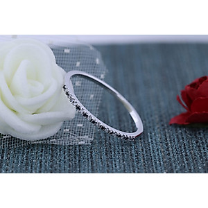 Dazzlingrock Collection 0.09 Carat (ctw) Round Black & White Alternate Diamond Dainty Stackable Wedding Band for Women in 10K White Gold, Size 7