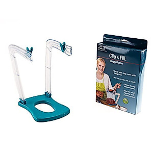 Jokari Jumbo Weight Bearing Clip and Fill Baggy Rack. Sturdy Stand Props Open Plastic Food Storage and Freezer Bags for Hands Free, No Mess Pouring of Leftovers, Meal Prep Ingredients or Snacks