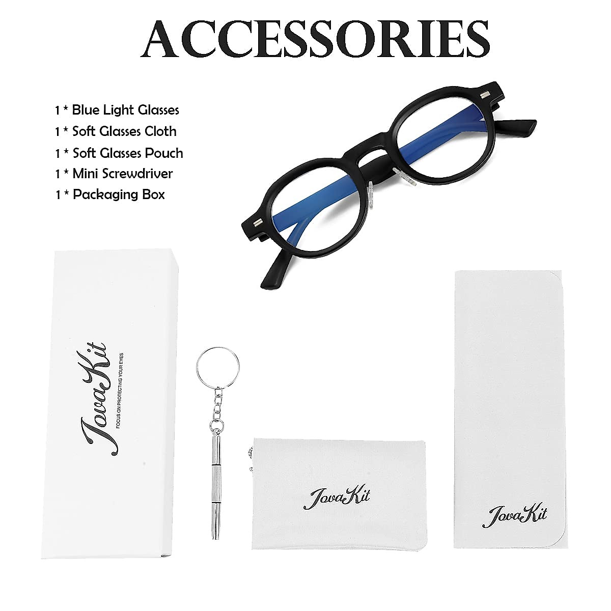 JOVAKIT Trendy Round Blue Light Blocking Glasses for Women Men Retro Vintage Circle Style Non-prescription Computer Glasses (Black)