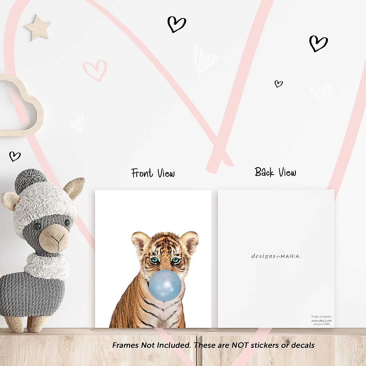 Designs by Maria Inc. Safari Blue Bubblegum Baby Animals Nursery Decor Art - Set of 6 (UNFRAMED) Wall Prints 8x10 (Blue)