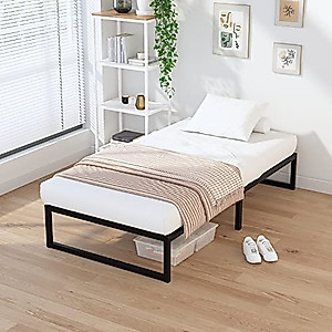EMODA 12 Inch Twin Bed Frames No Box Spring Needed, Heavy Duty Metal Twin Platform Bed Frame, Noise Free, Easy Assembly, Black