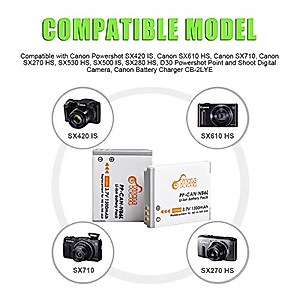 Pickle Power NB-6L NB-6LH Batteries and LED Battery Charger Replacement for Canon PowerShot SX530 HS, SX710 HS, SX700 HS, SX610 HS, SX600 HS, SX540 HS, SX510 HS, SX500 is, SX280 HS, SX270 HS, D30, S90