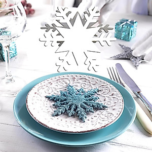 Snowflakes Place Cards,Christmas Place Cards Holiday Snowflake Blank Table Setting Folded Paper Name Tent Cards for Winter Wonderland Dinner Wedding Tables Party Decorations (25Pcs)