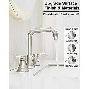 HOIGY Brushed Nickel Pull Down Kitchen Faucet and Bathroom Sink Faucet Set, 3-Function Pull-Out Kitchen Faucets with Deck Plate, 3 Hole Widespread Bathroom Sink Faucet with Pop-up Drain