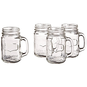 Circleware Simply Mason Jar Mug Shot Glasses with Handle, Set of 6, Party Home Entertainment Dining Beverage Drinking Glassware for Brandy, Liquor, Bar Decor, Jello Cups, 4.7 ounce, Clear (66993)