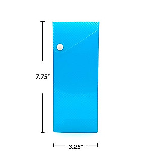 Emraw Slider Pencil Case - Sliding Pencil Case with Button Snap, Pencil case Slider Pencil case for Color Pencils Durable Translucent Slider Pencil Case (6-Pack)