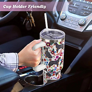 puhnhsv 40 oz Bernese Mountain Dog Tumbler with Handle, Insulated Cup Bernese Mountain Lovers Gifts