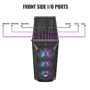 Cooler Master MasterBox TD500 Mesh Airflow ATX Mid-Tower with Polygonal Mesh Front Panel, Crystalline Tempered Glass, E-ATX up to 10.5", Three 120mm ARGB Lighting Fans