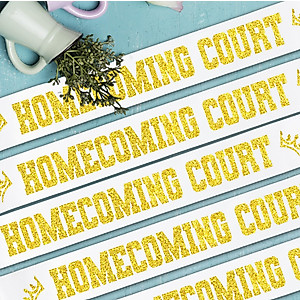 8 Pcs Homecoming Court Sashes with Gold Glitter, White Homecoming Party Prom Sash for Pageants Homecoming Party School Dance Graduation Party Decorations Accessories (White + Gold)