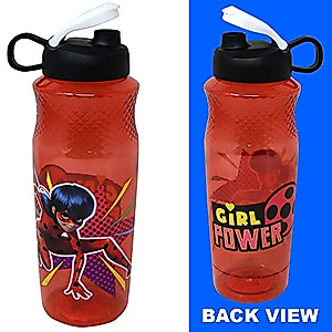 Zagtoon Miraculous Ladybug Water Bottle Set for Girls - School Supplies Bundle with 30 Oz Plus Stickers and More (Miraculous Gifts)
