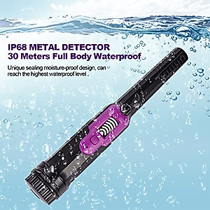 [2022 Newest] Metal Detector, LED Display Metal Detector Pinpointer, Handheld Pin Pointer Metal Detector, IP68 Full-Waterproof Underwater, Treasure Hunting Tool for Kids, Adults (HS-16 Purple)