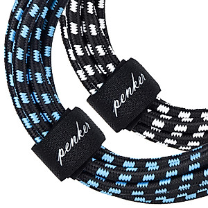 Penker Guitar Instrument Cable 10 Foot,1/4 Inch Right Angle to 1/4 Inch Straight Gold Plated Guitar Cord,Good for Instrument Electric Guitar/Bass/Keyboard with Black Blue