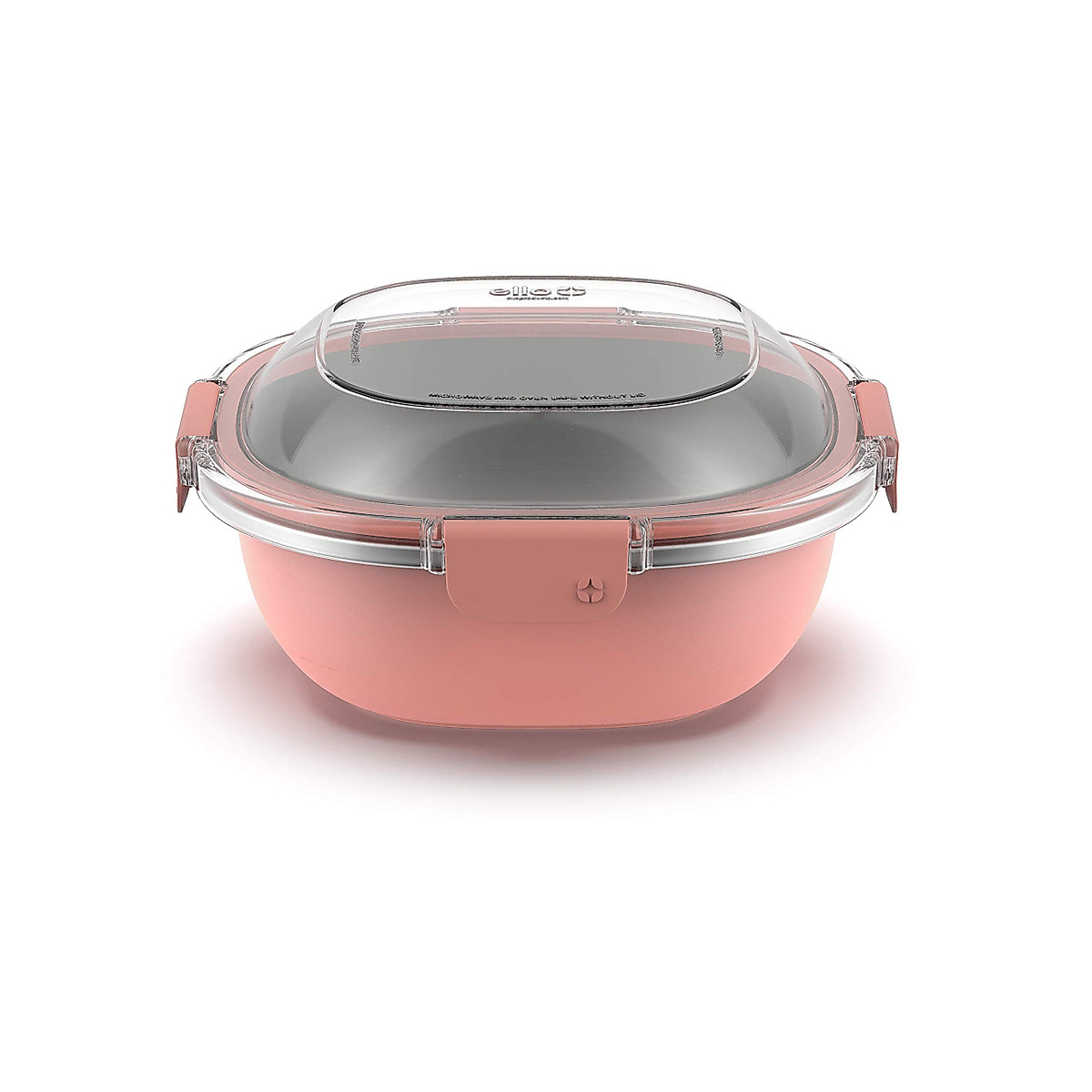 Ello Stainless Steel Lunch Bowl Food Storage Container with Leak-Proof Lid, 6.5 Cup, Peach