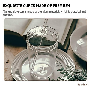 DOITOOL Glass Cups with Lid and Straw- Clear Aesthetic Cups Boba Cup- Glass Water Bottles Reusable Tumbler with Lid and Straw for Bubble Tea Juice Iced Coffee