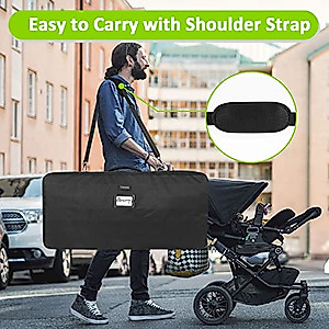 YOREPEK Padded Travel Bag Compatible with UPPAbaby RumbleSeat, Stroller Second Seat Bag for Airplane with 2 Inner Pockets, Large Storage Bag Organizer for Baby Travel Essentials, Black/Green