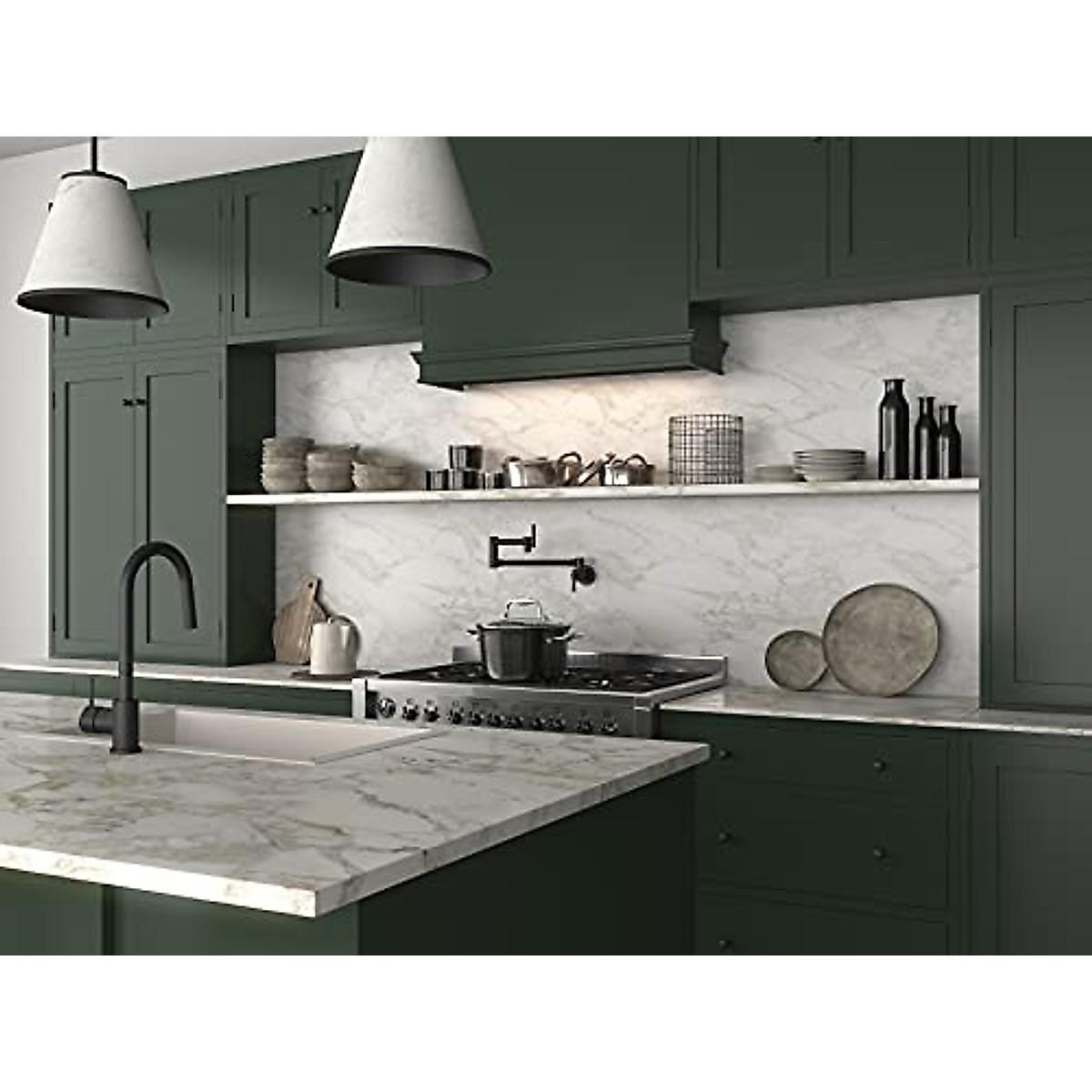 Braccia Series 24" Wall Mounted Pot Filler in Matte Black | 24” Reach Spout Solid Brass Two Handle Dual Shut-Off Valve Double Joint Swing Arm Wall Mount Kitchen Folding Faucet | KF-AZ258BKM