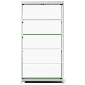 Displays2go Retail Display Cabinets with Glass Shelving, LED Light, MDF Laminate & Aluminum – Silver (LESC10478S)