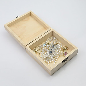 Tsnamay Cuboid 4.72"x4.72" Unfinished Wooden Box Natural Pine Wood DIY Craft Wooden Boxes with Lid for Storage Crafts