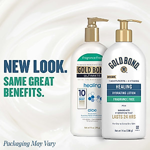 Gold Bond Fragrance Free Healing Hydrating Lotion, 14 oz., With Aloe, Immediate 24-Hour Hydration