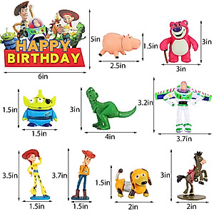 9Pack Story Action Figures Toys with Cake topper, Cartoon Figures Cupcake Toppers for Birthday Party Cake Decorations