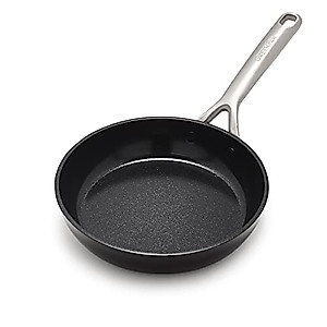 GreenPan GP5 Hard Anodized Healthy Ceramic Nonstick 8" Frying Pan Skillet, Heavy Gauge Scratch Resistant, Stay Flat Surface, Induction, Mirror Finish Handle,Oven Safe, PFAS-Free, Black