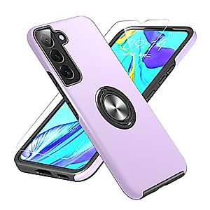 Gritup Galaxy S22 Case, Samsung Galaxy S22 Case with HD Screen Protector, [Military Grade] Shockproof Protection Case with 360° Magnetic Ring Holder Kickstand Phone Case for Samsung S22, Purple