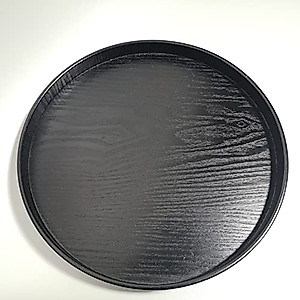 Round Black Serving Tray Decorative Platter Wood Display Tray Nice Living Room Holder Kitchen Table Coaster Counter Simple Attractive Tray 30cm